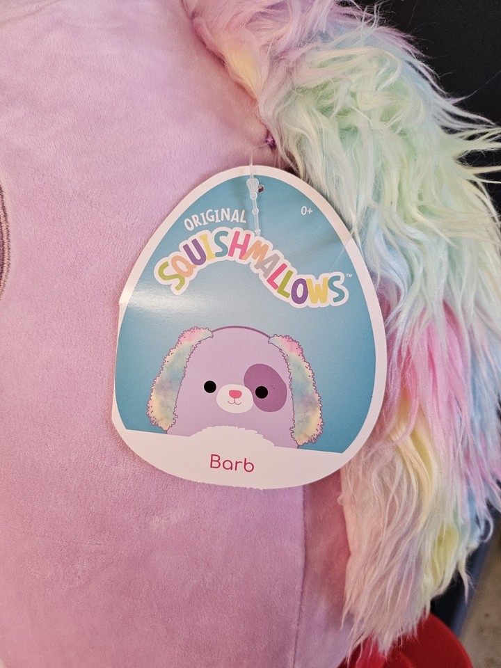 Squishmallow Barb The Dog 16" Plush Purple with Rainbow Fuzzy Ears ...