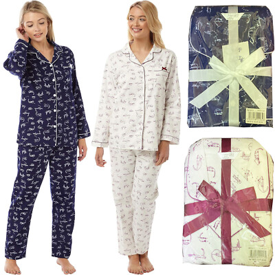Ladies Flannelette Wincey PJs Pyjama Set Warm Winter Cotton Size 8 to ...
