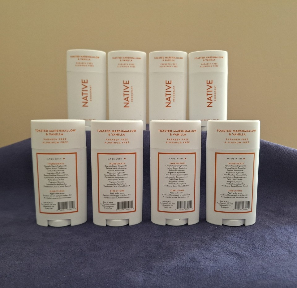 8 Pack of NATIVE Deodorant Toasted Marshmallow and Vanilla Aluminum ...
