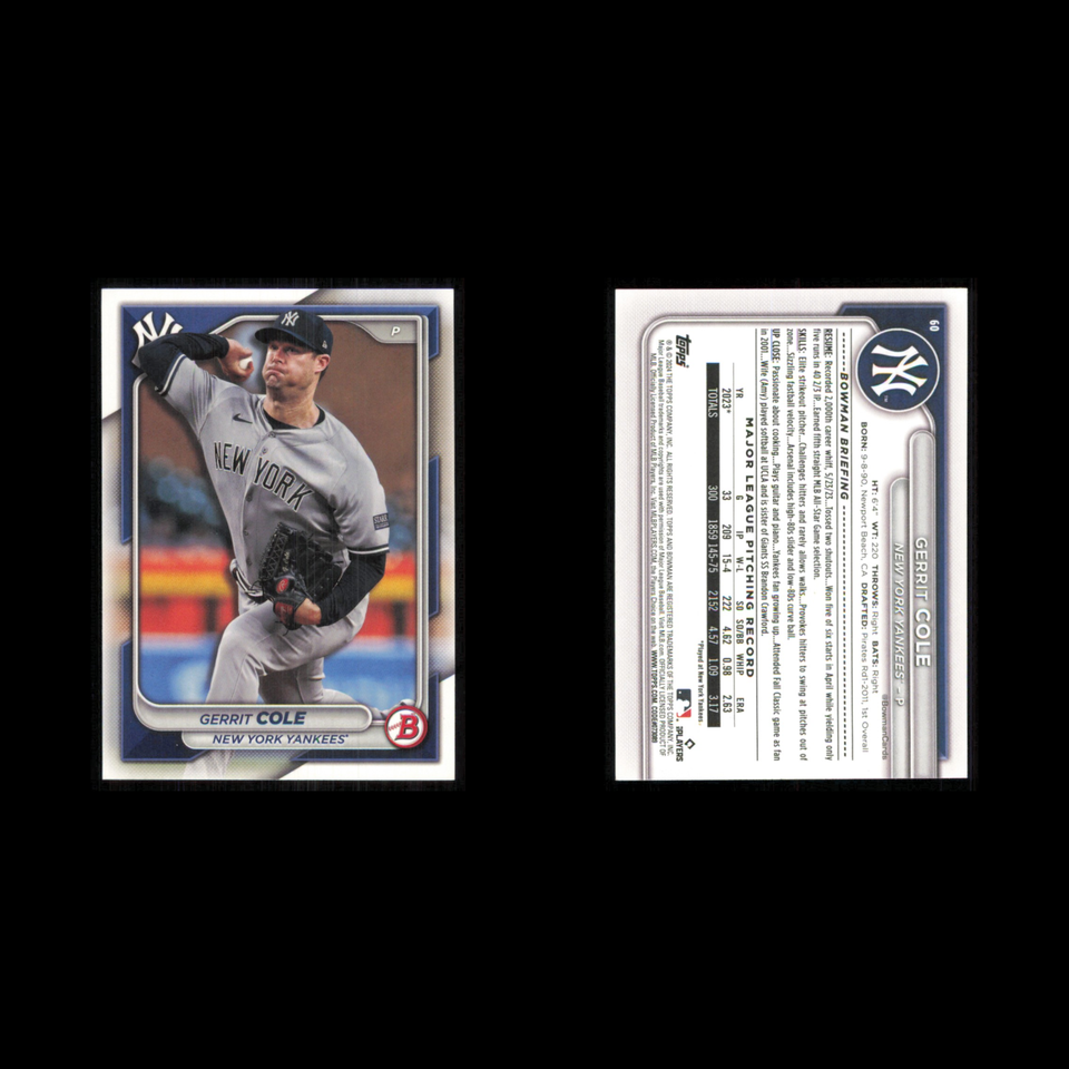 Gerrit Cole #60 2024 Bowman New York Yankees Baseball Card MLB NM | eBay