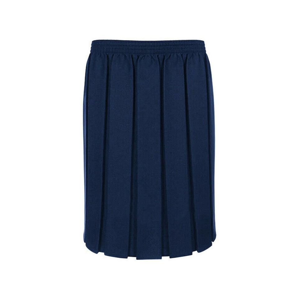 Girls School Skirts Box Pleated Elasticated Waist Skirt Kids School ...