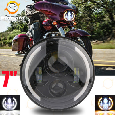 7"inch Round LED Motorcycle Headlight Hi/Lo Beam Turn Signal DRL Lamp ...