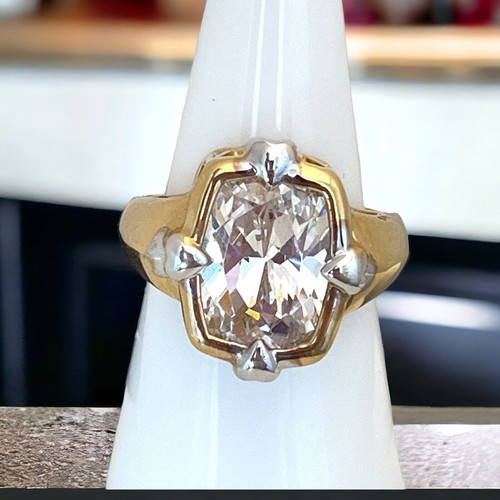 Vintage UNCAS Cocktail Ring Solitaire Huge Cubic Zirconia Heart Never ...