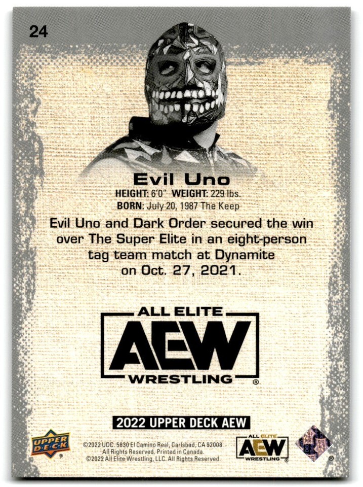 2022 Upper Deck AEW Evil Uno #24 | eBay