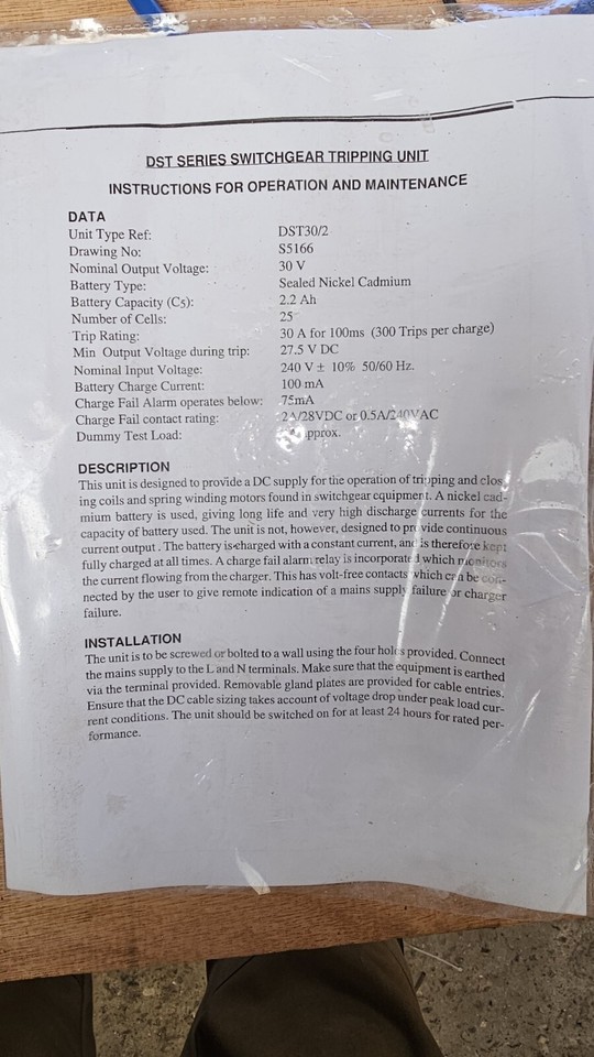 Switchgear Battery Tripping Unit DST30/2 | eBay UK