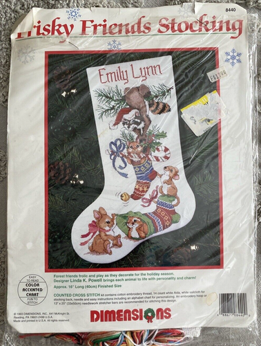 Dimensions Frisky Friends 16" Christmas Stocking Kit 8440 Cross Stitch ...