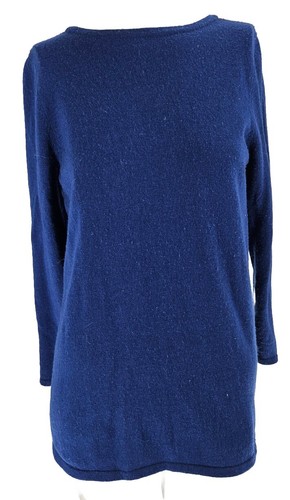 3388 Soft Surroundings Womens Blue Wool Blend Pleated Back Sweater PXS ...