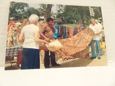 Vintage Postcard Tourists Viewing Tongan Arts Clothes Tonga Souvenirs ...