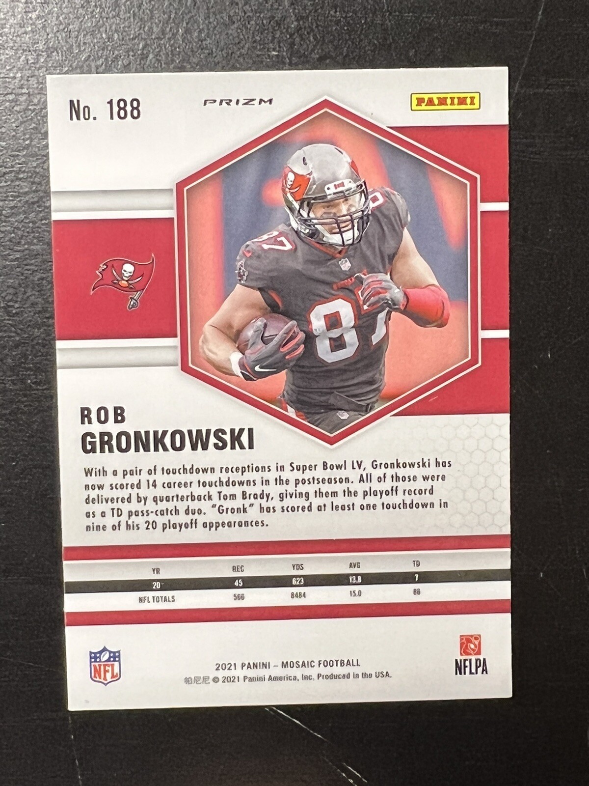 Rob Gronkowski 2021 Panini Mosaic Silver Prizm Card Tampa Bay ...