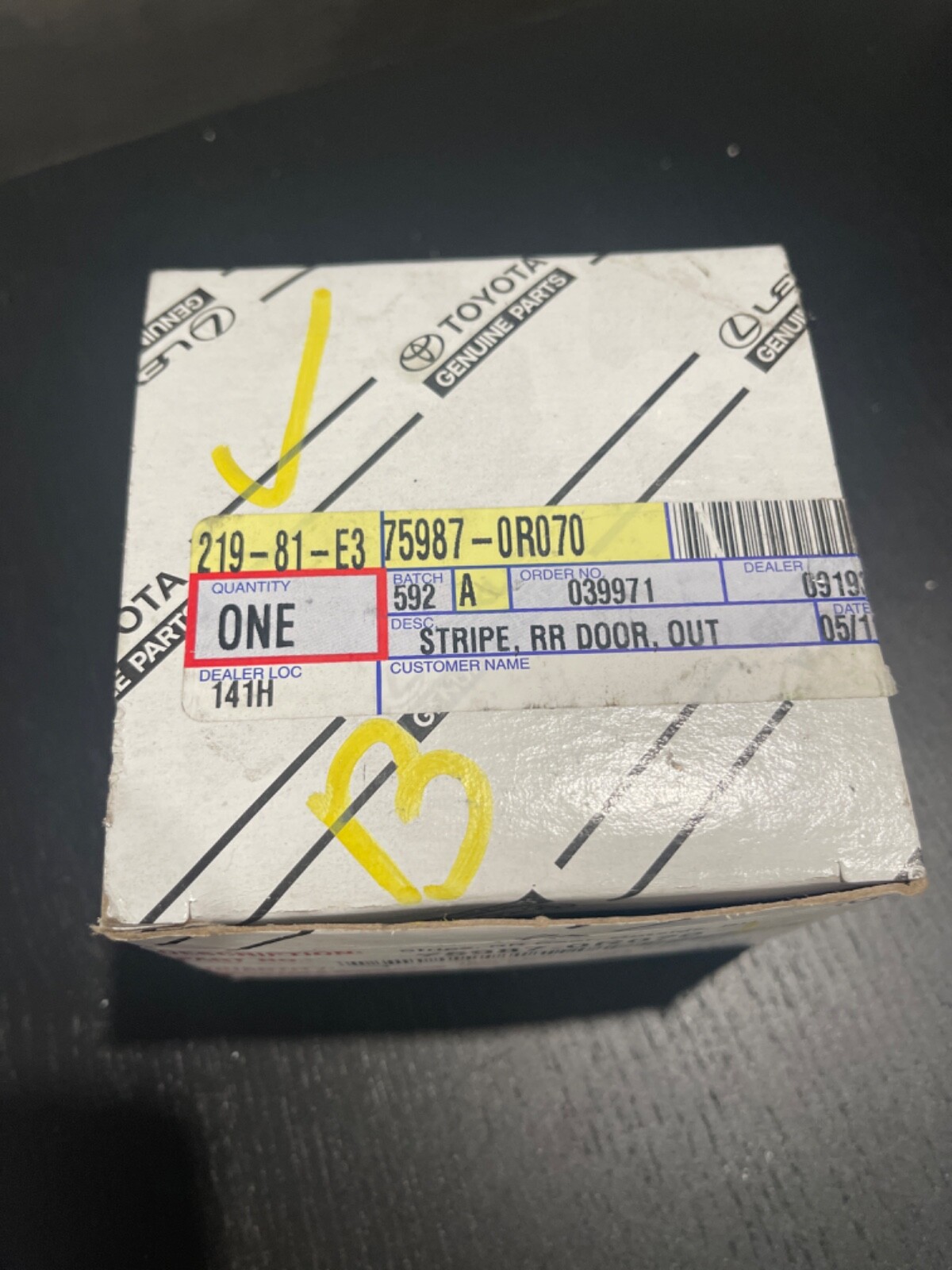 Genuine Toyota Black Out Tape 75987-0R070 for sale online | eBay