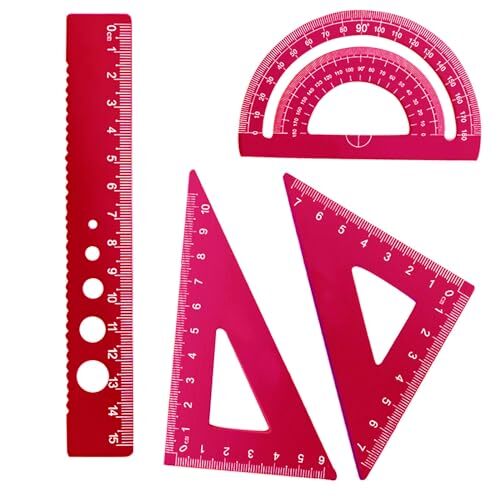 4 Pieces Triangular Scale Ruler Set, Metal Protractor, Aluminum Ruler ...