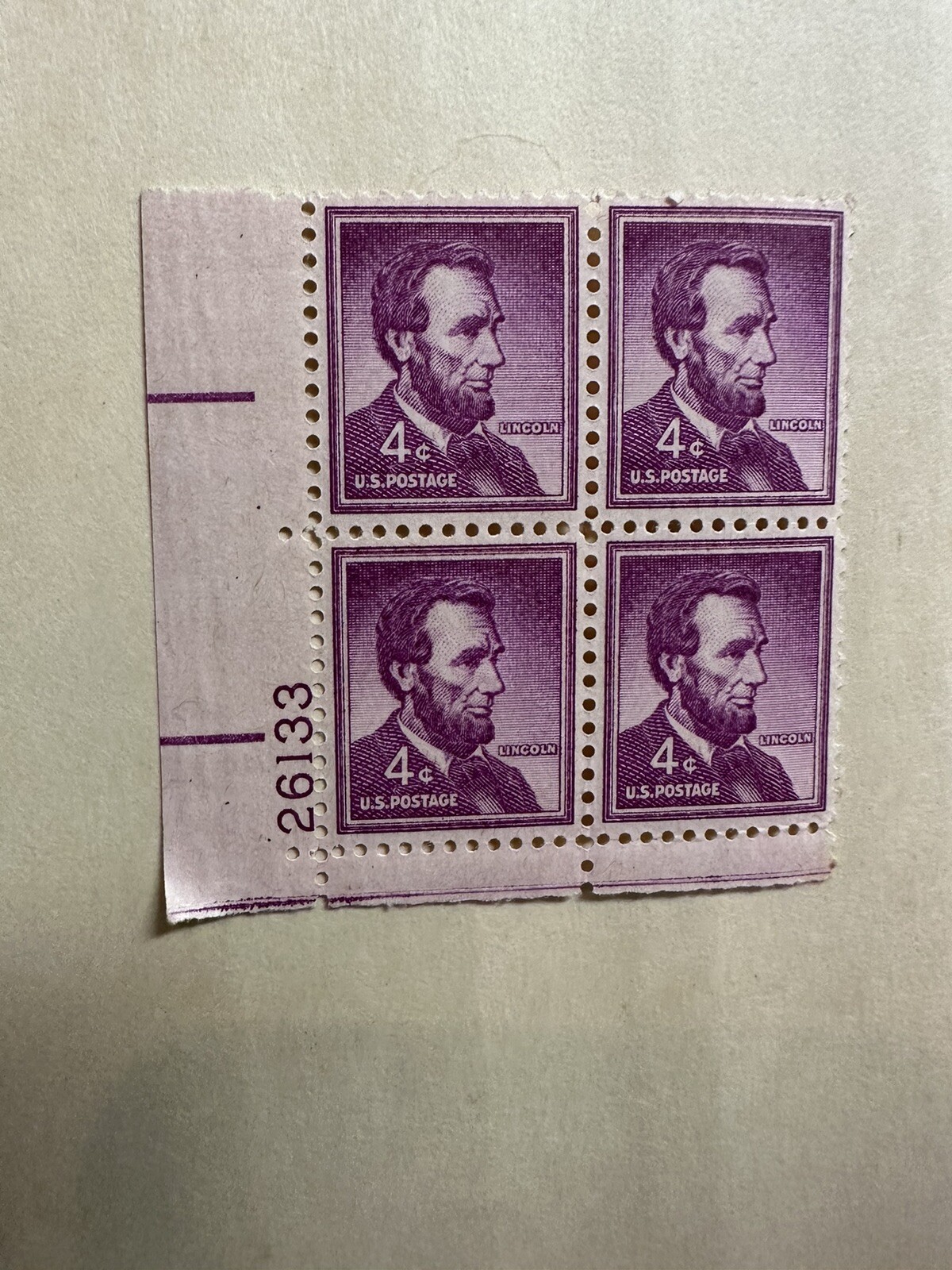 US Abraham Lincoln 4 Cent Stamp 1954 PLATE BLOCK | eBay
