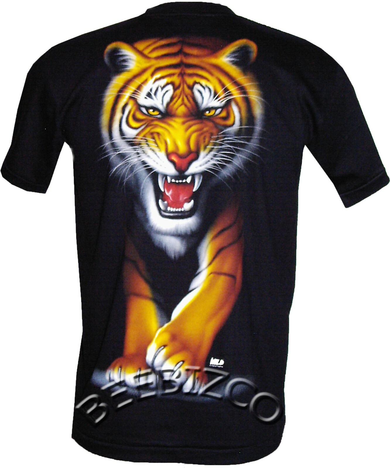 Bengal Tiger Big Cat Biker 100% Cotton T- Shirt,Front & Back Print M ...