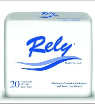 (4x)Rely Youth/Small Incontinence Overnight Brief Clothlike Underwear ...