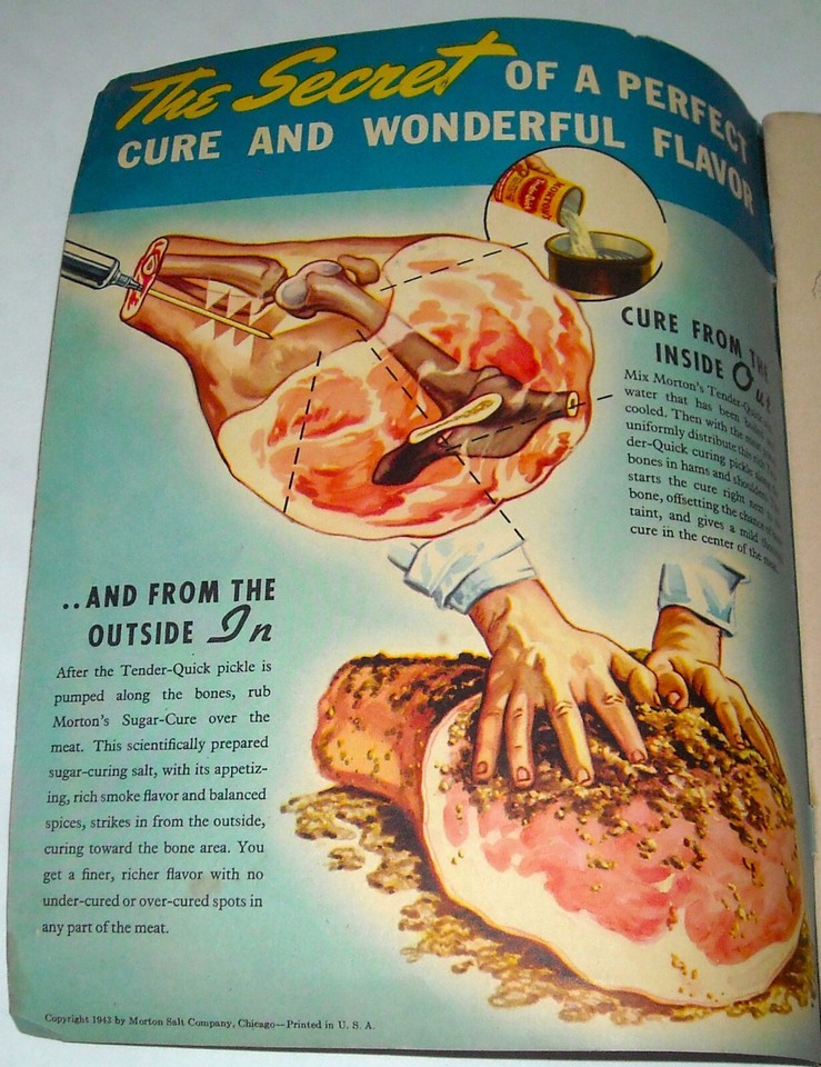1943 MORTON SALT Home Meat Curing Made Easy Cookbook and More Pork Beef ...