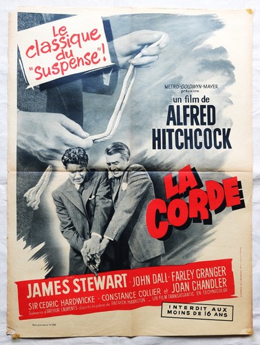 ROPE (1948) ALFRED HITCHCOCK Vintage French Original Movie Poster ...