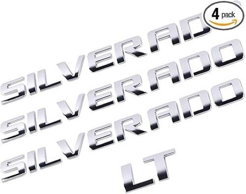 3D Raised & Strong Adhesive Decals Letters Badge Silverado LT 1500 ...