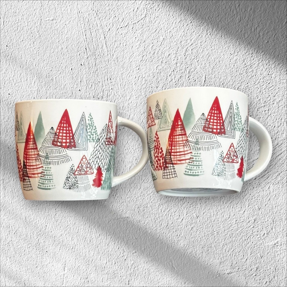 Starbucks Christmas Trees Winter Holiday Mugs (2)14 oz Coffee Hot ...