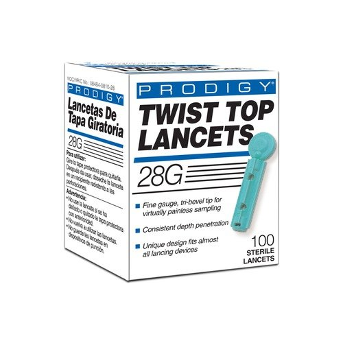 Prodigy Twist Top Sterile Lancets 28 Gauge Works Most Lancing Device ...