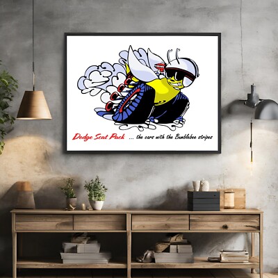 Bumblebee Hot Rod Poster - Muscle Car Scat Pack Wall Art Print - Sports ...