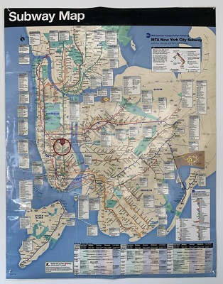 Large NYC Subway Map NYCT MTA Station Poster 46x58 May 2008 | eBay