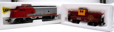 Vtg Bachmann HO Scale Santa Fe 307 Lighted Locomotive Caboose Combo ...
