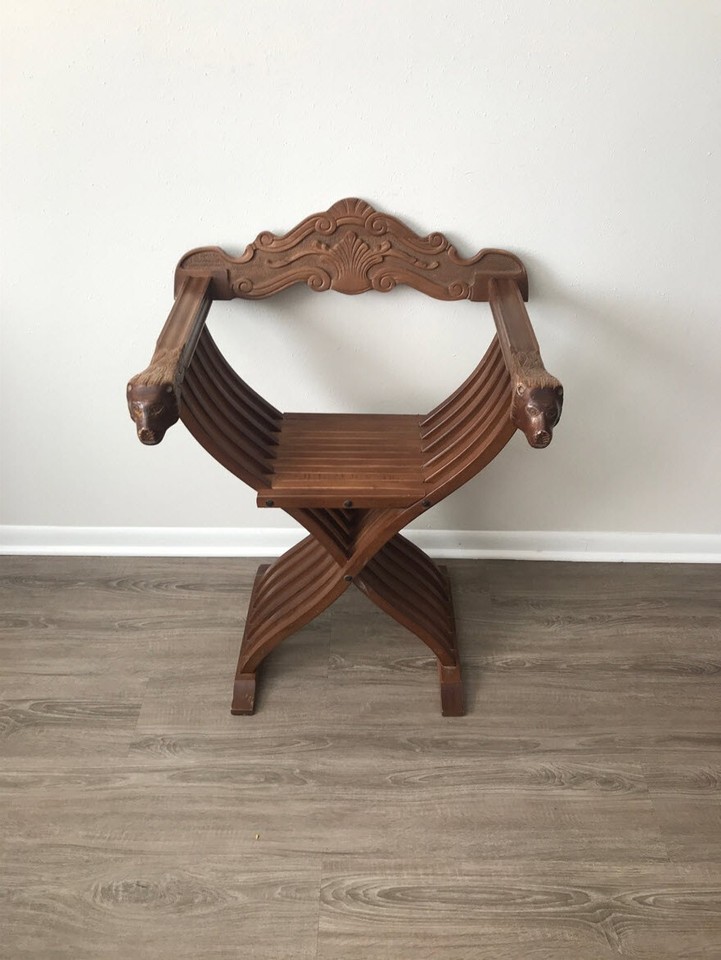 Antique Roman Commander Savonarola Curule Chair Seat Wood Folding ...