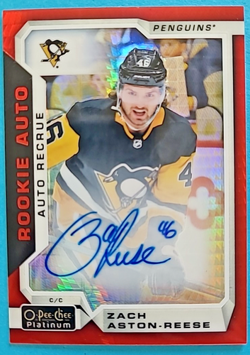 2018-19 Zach Aston-Reese OPC O-PEE-CHEE Platinum RED PRISM Rookie Auto ...
