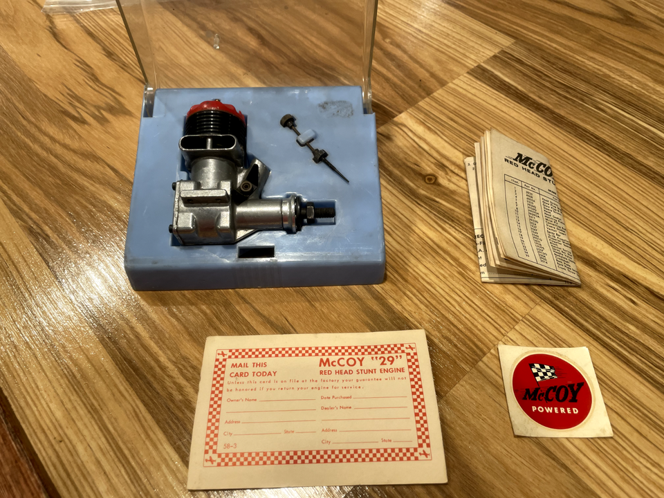 McCoy 29 Red Head Stunt Model Airplane Engine VINTAGE 1950's ORIGINAL ...