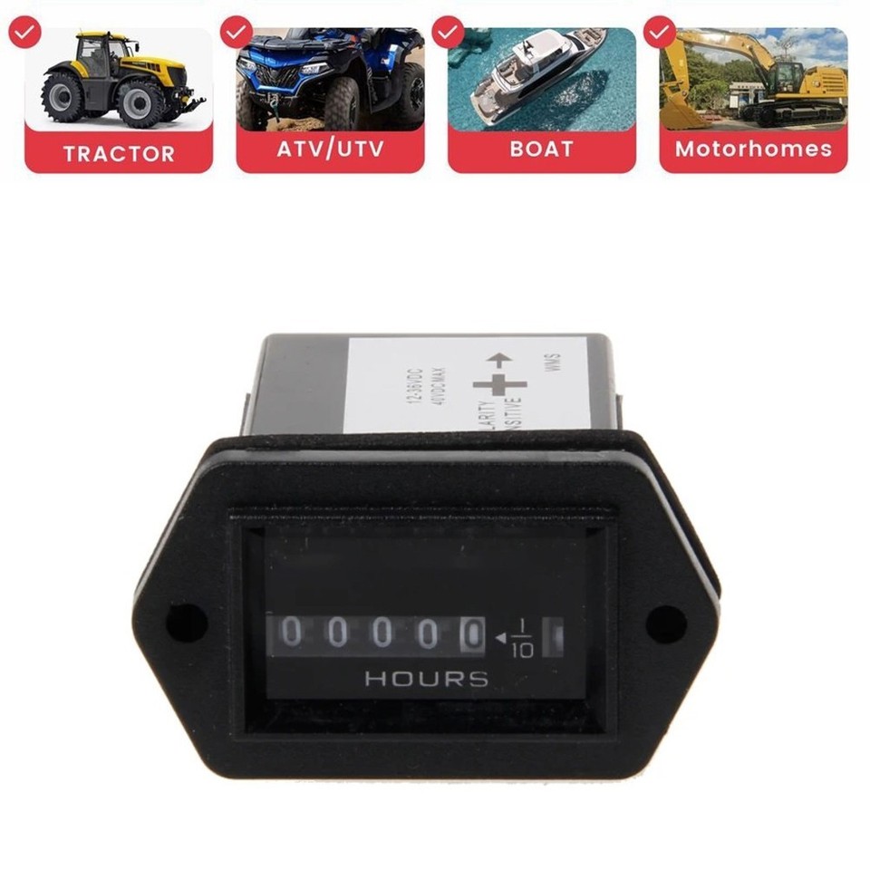 Engine Tachometer Hour Meter 12V-36V Compatibility Quartz Oscillator ...
