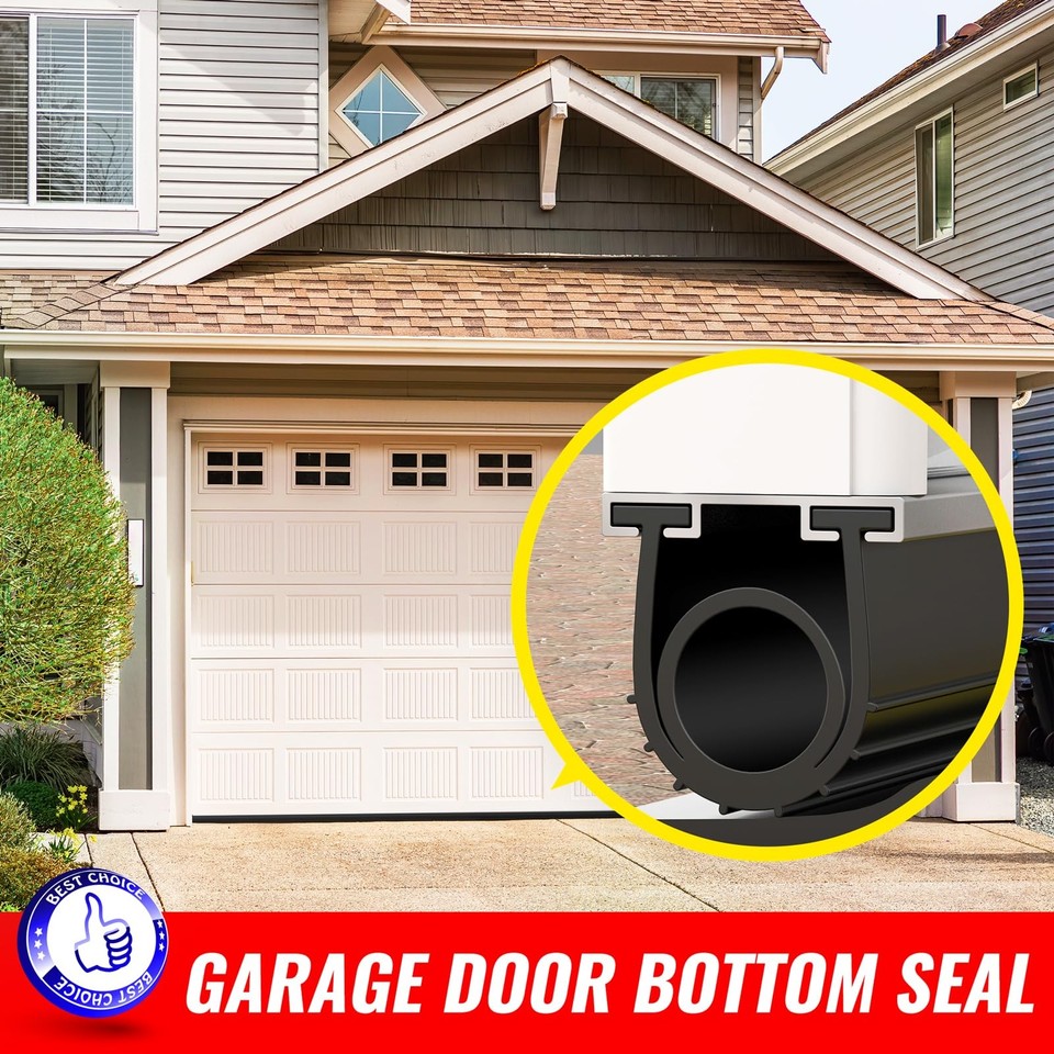 Garage Door Bottom Seal with Pre-drilled Aluminum Track Retainer Base ...