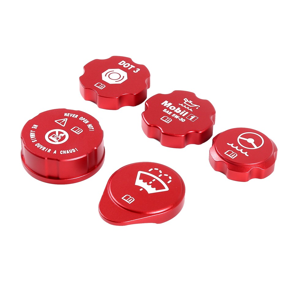 Red Alloy Engine Cabin Fluid Cover Decorate Caps For Corvette C6 Z06 ...