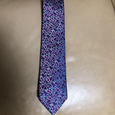 CHARVET Tie Silk PURPLE PAISLEY Geometric Japan France NEGOTIABLE FEDEX ...