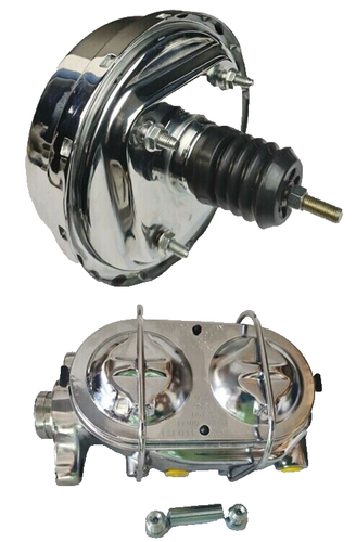 Chrome 8" Single Brake Booster & Bail Top Master Cylinder 1" Bore 4 ...