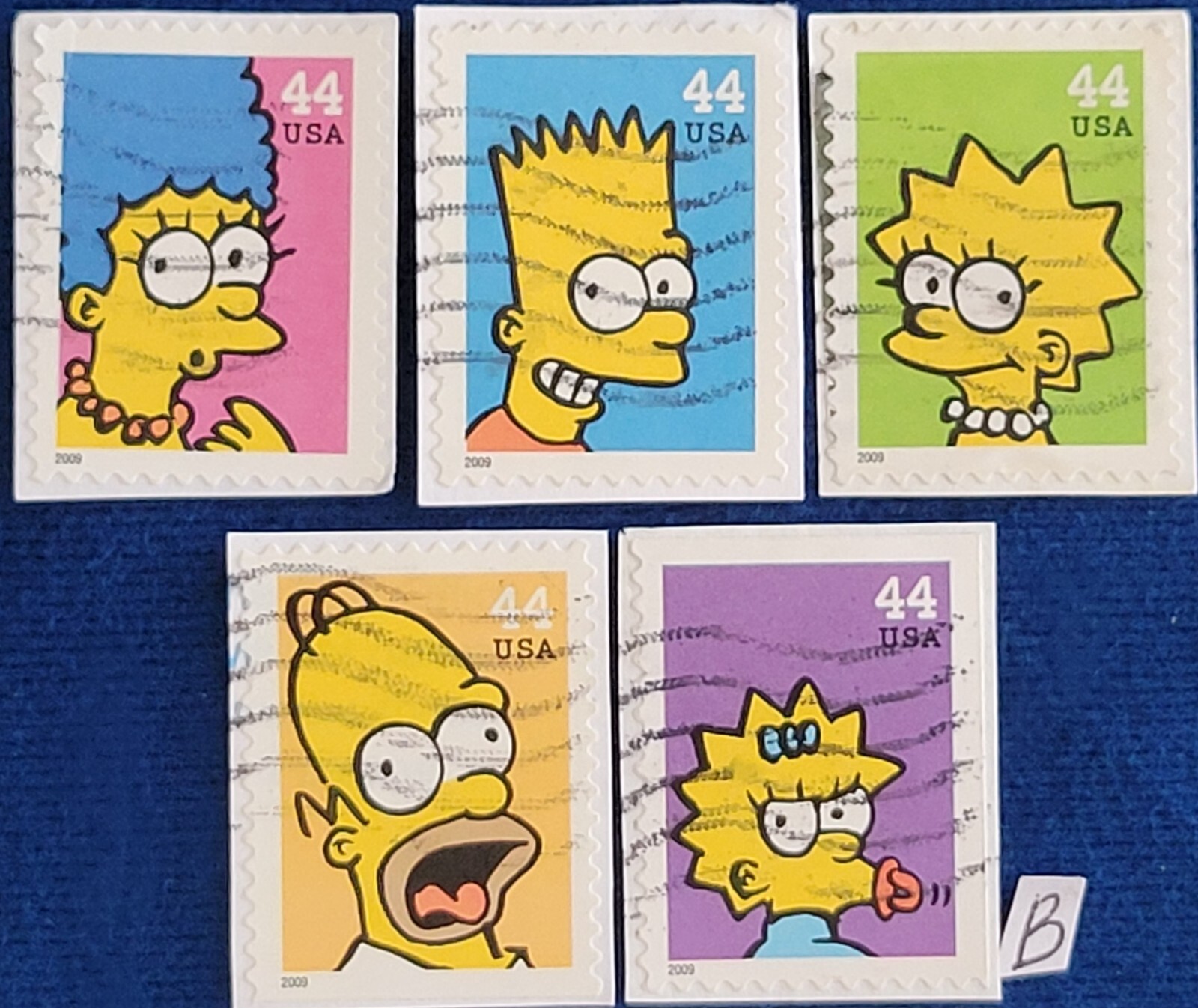 US Stamps 2009 Simpsons 44 cent Set of 5 Used On Paper #4399-4403 | eBay