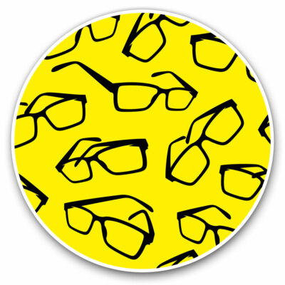 2 x Vinyl Stickers 7.5cm - Cool Glasses Art Yellow Opticians Funny Cool ...