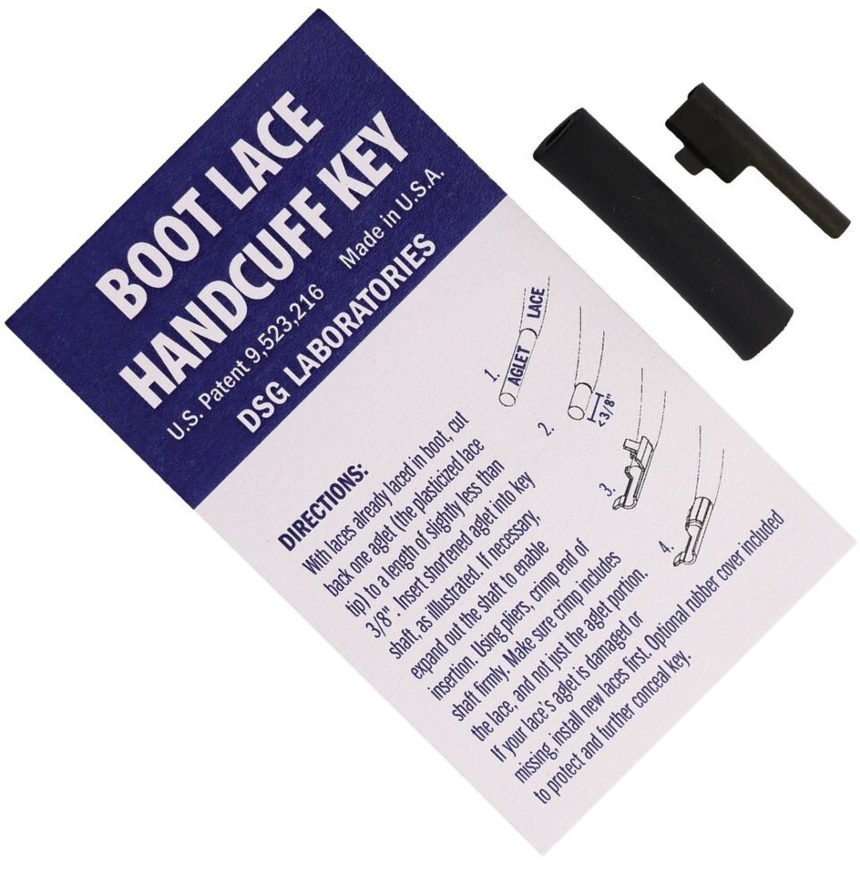 Shomer-Tec Boot Lace Covert Handcuff Key Easy Installation Blackened ...