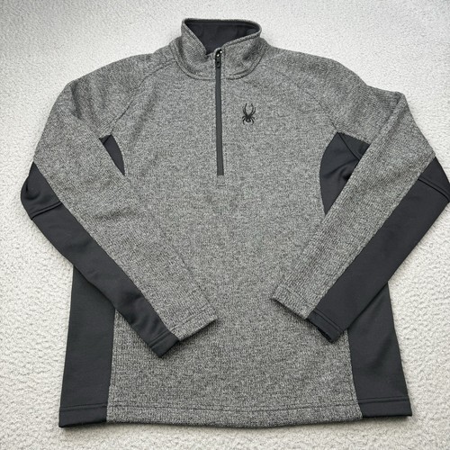SPYDER Sweater Mens Medium Black Gray Outbound Quarter Zip Pullover ...