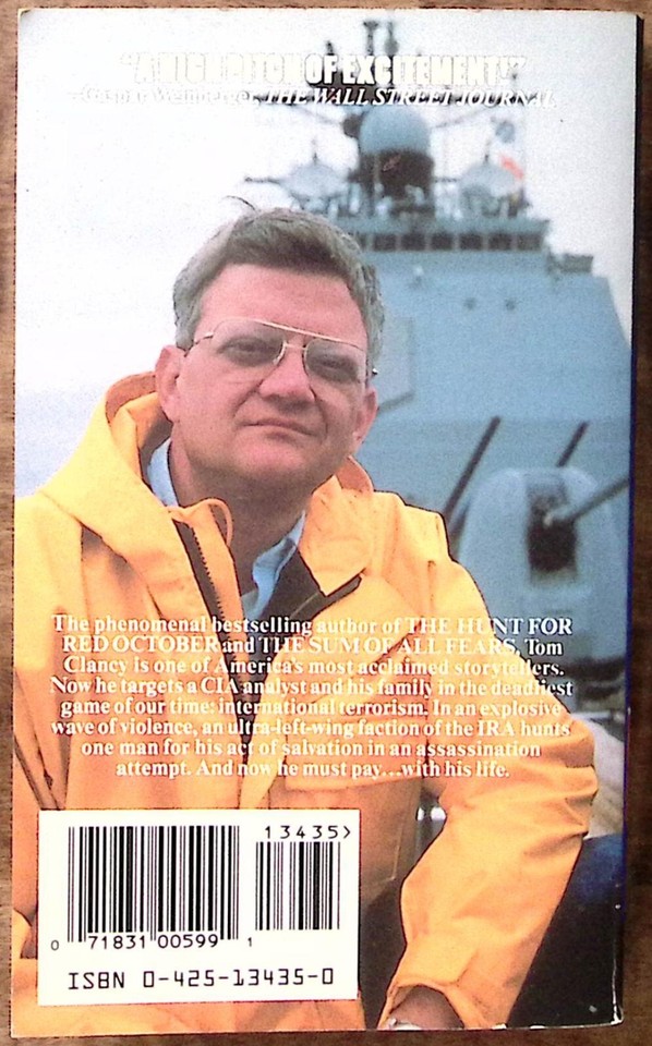 1988 TOM CLANCY PATRIOT GAMES HARRISON FORD BERKLY BOOKS EDITION B525 ...