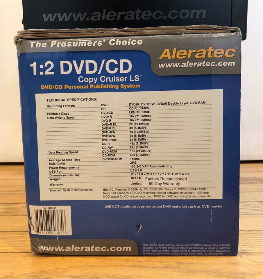 Aleratec 1:2 Copy Cruiser LS LightScribe) EUC | eBay