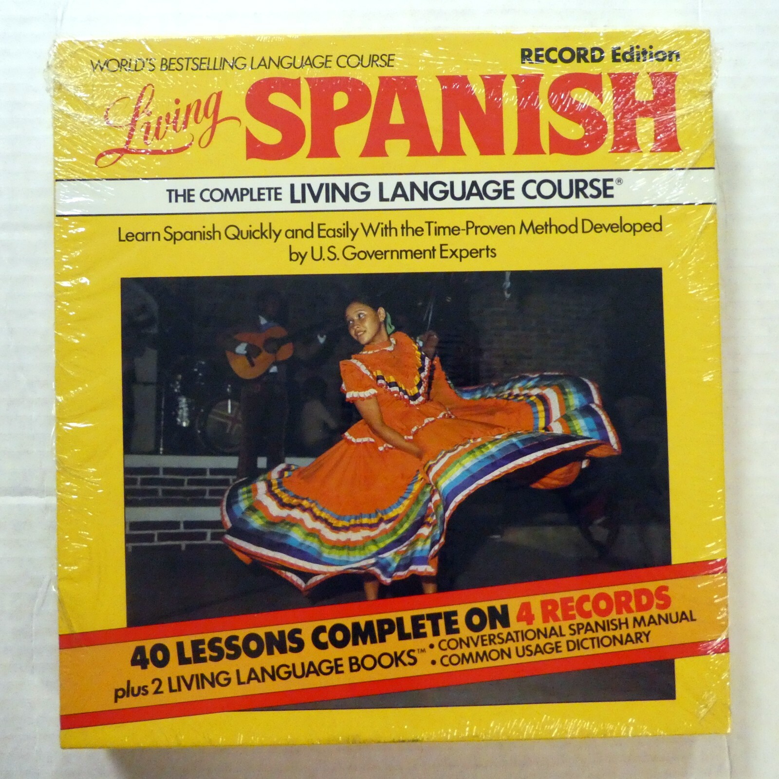 Living Language Course Living SPANISH 40 Lessons on 4 RECORDS Sealed La ...