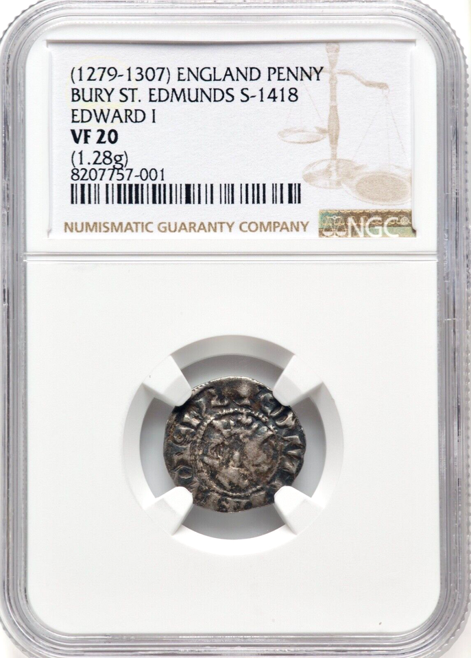 Medieval Silver Coin 1279-1307 England Bury St Edmunds Edward I Penny ...