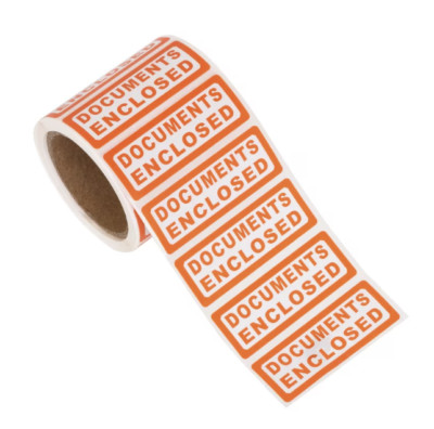 Small Documents Enclosed Labels Stickers 5x1.9cm Orange Business ...