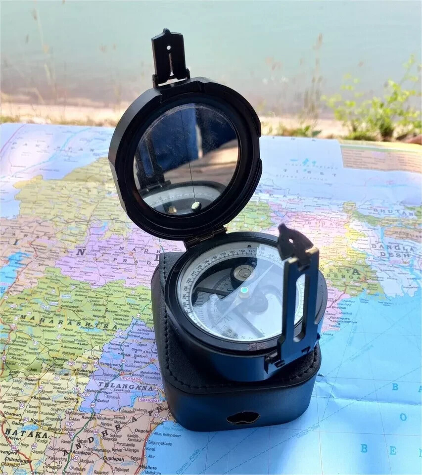 Brunton Pocket Transit Compass w/ Leather Pouch Geology Surveying ...