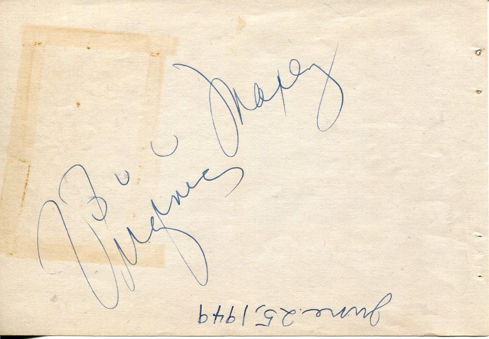 VIRGINIA MAXEY ACTRESS / BIG BAND SINGER W/ CHARLIE BARNET SIGNED PAGE ...