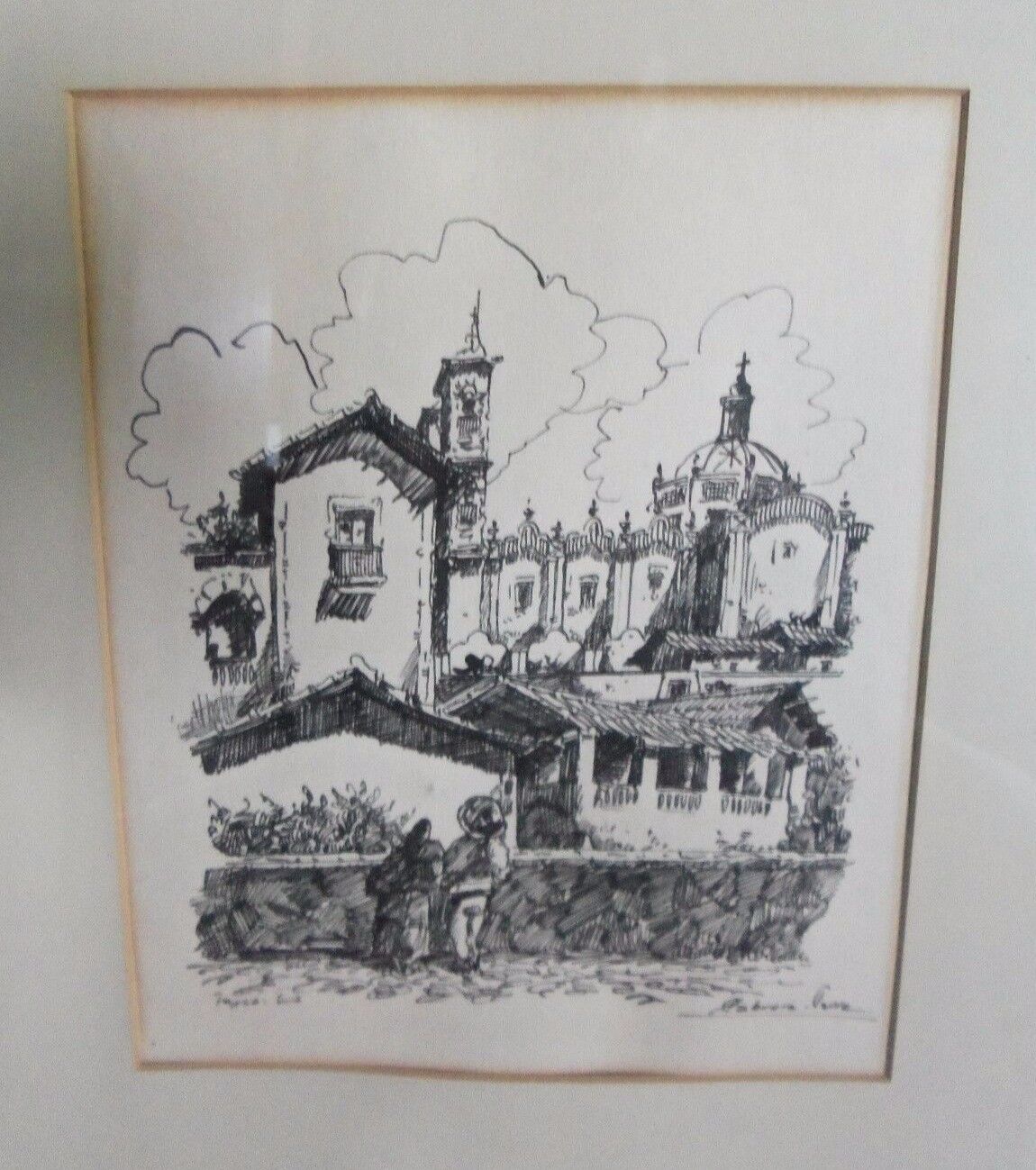 RARE Original Vintg Ink Art Illustration, TAXCO Mexico Landscape ...
