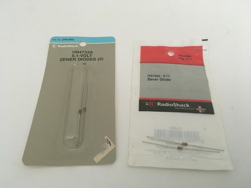 Radio Shack Diodes 2 Packages of 1 IN4733A 5.1 Volt Zener Diodes Cat No ...