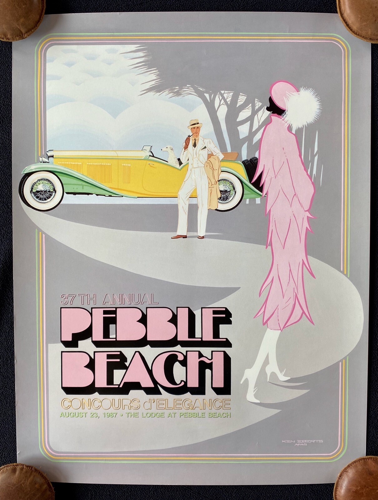 1987 Pebble Beach Concours d'Elegance Poster Ken Eberts CORD BENTLEY | eBay