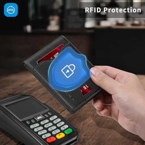 Real Leather Wallet for Men,Slim Bifold Wallet Minimalist Front Pocket ...