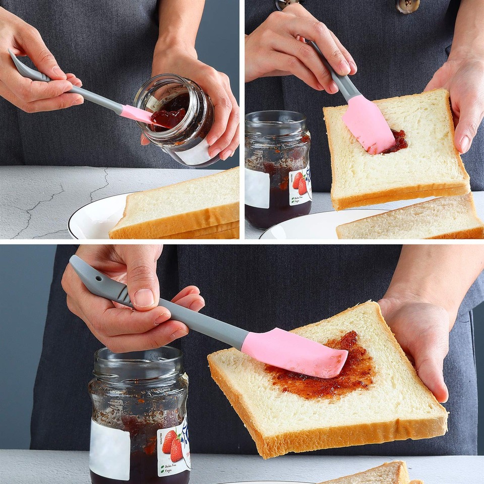 Silicone Mini Spatula, Curved Small Spatula, Kitchen Jar Spatula, Wet ...